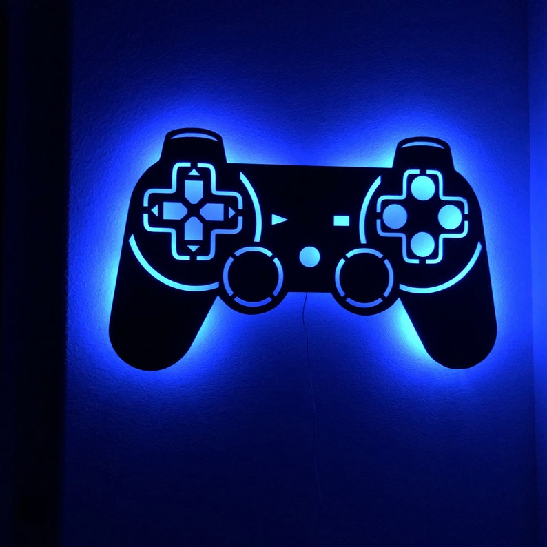 Large LED Playstation Game Controller Sign With Sound Sync and | Etsy