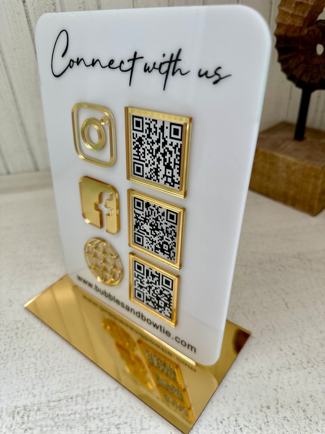 QR Code Display Sign Acrylic, Connect With Us, Social Media Sign ...