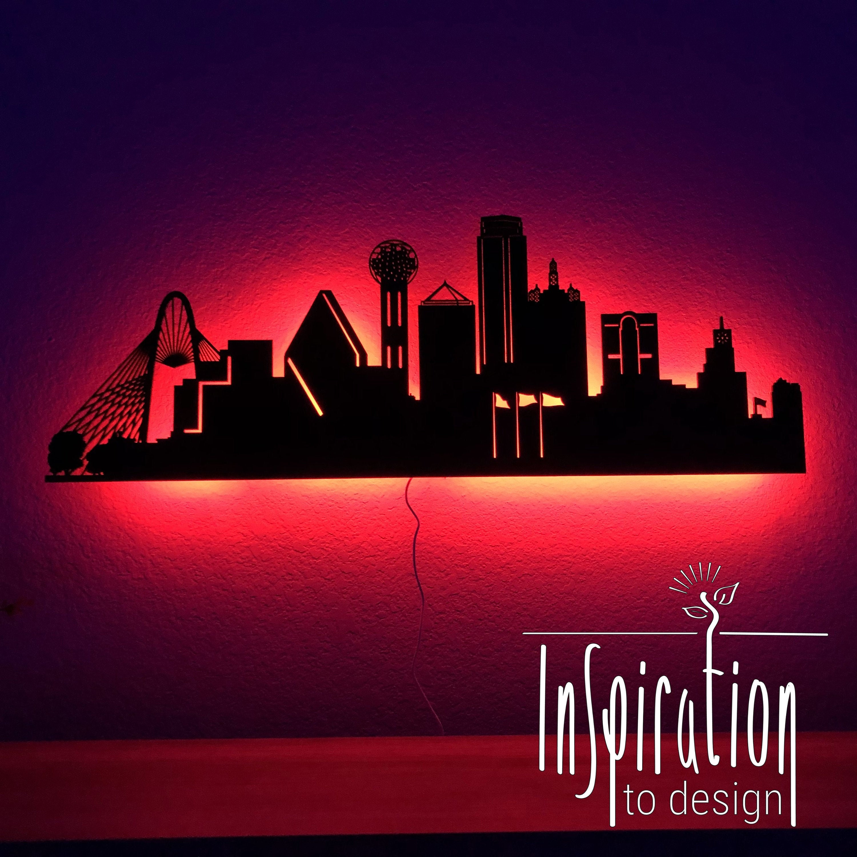 Dallas Skyline Wall Art Lighted City Skyline Dallas Texas - Etsy