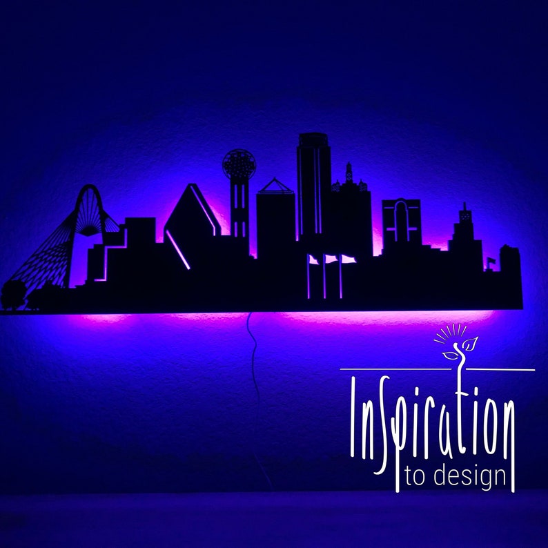 Dallas Skyline Wall Art Lighted City Skyline Dallas Texas - Etsy