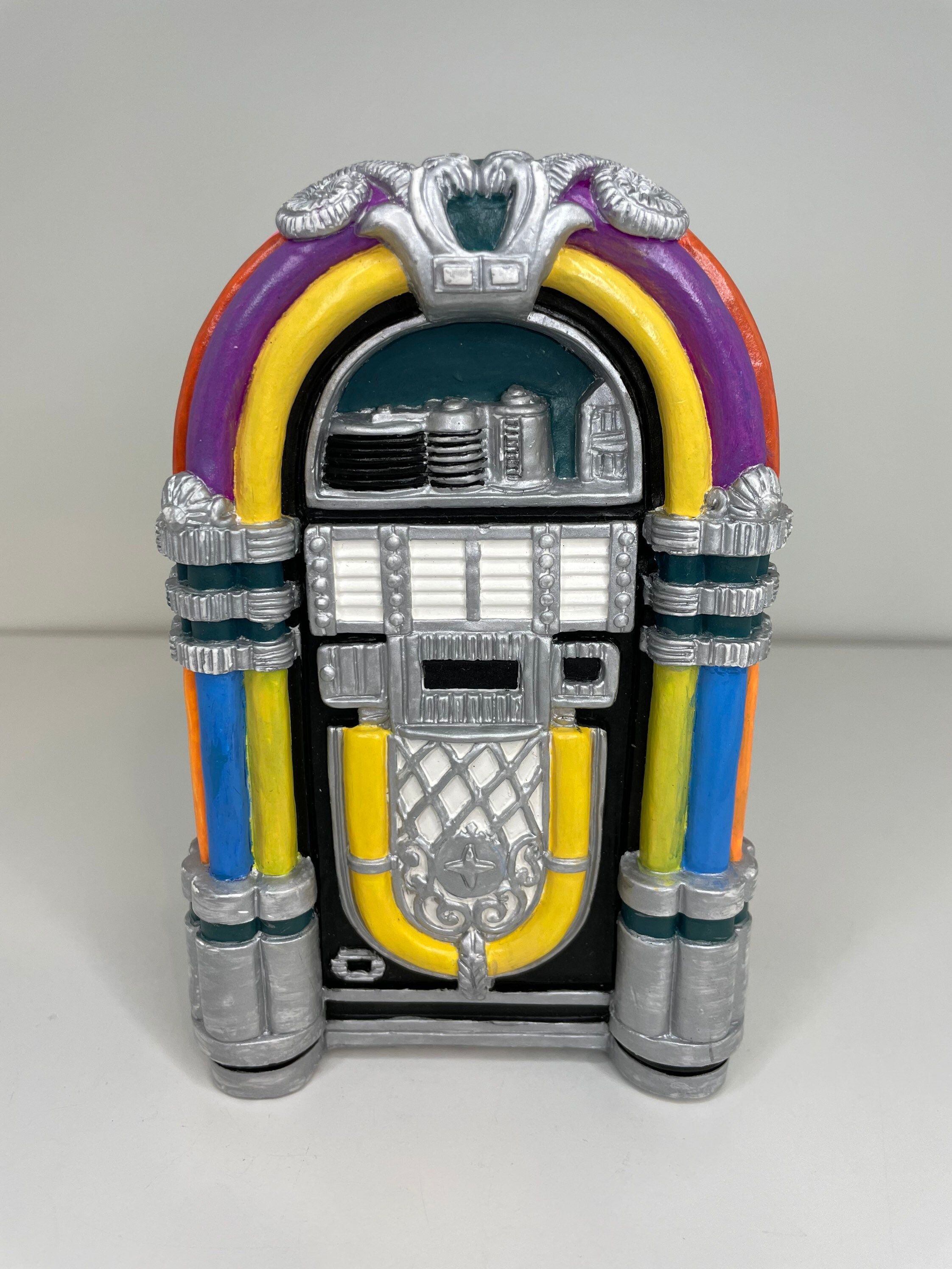 Vintage 1997 Creative Crafts Painted Ceramic JUKE BOX Music Coin Piggy ...