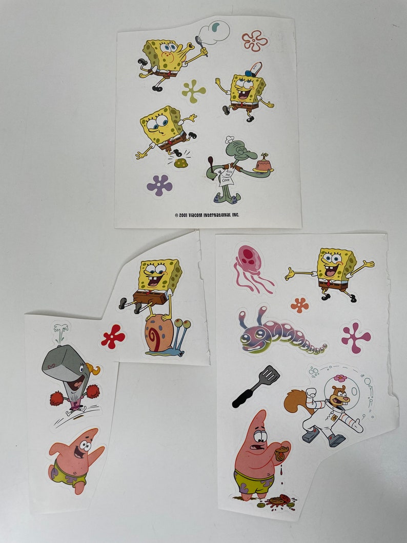 Vintage Spongebob Squarepants Stickers Nickelodeon 2001 Viacom - Etsy