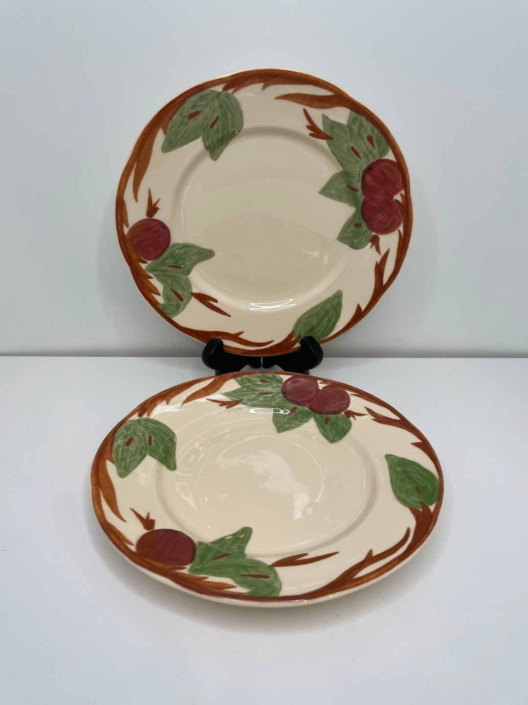 Franciscan Apple Plate Set Lot of 2 Dinner Plates Vintage With Apple ...