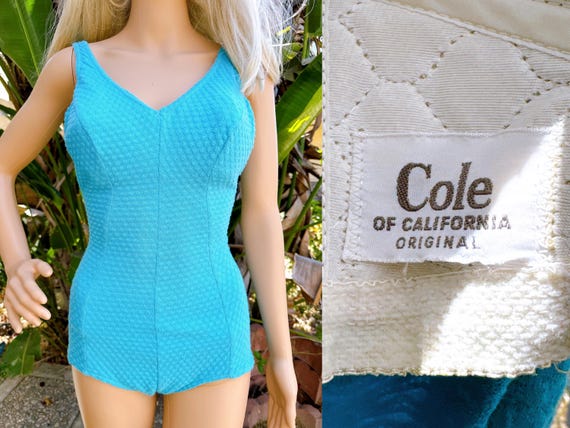 Vintage 1950s Turquoise Bathing Suit By Cole Of Calif Gem