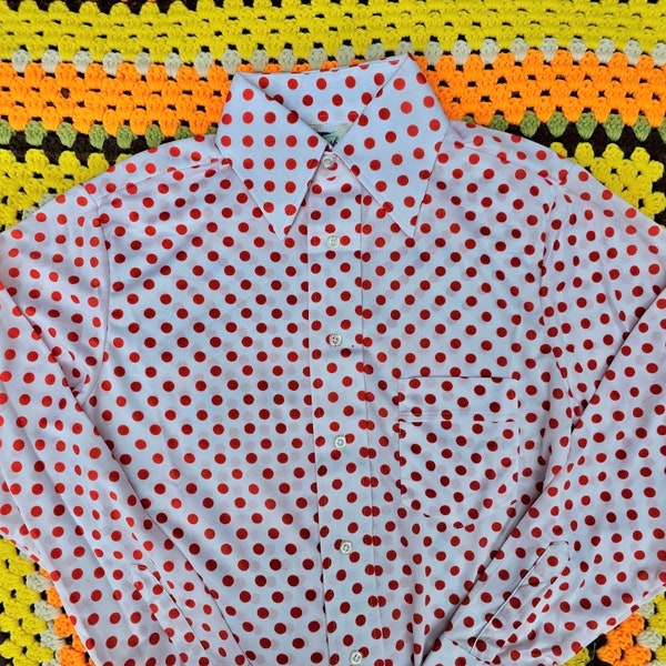 Mens Red and White Polka Dot Shirt - Etsy