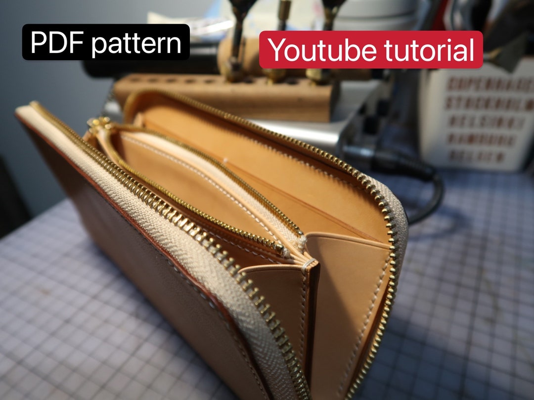 PDF Pattern Leather Long Zip Wallet- Leather DIY - Leather Pattern ...