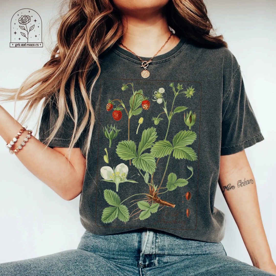 Cottagecore Vintage Wild Strawberry Tshirts Cottagecore Clothing ...