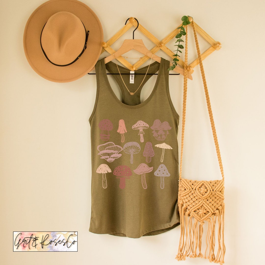 Mushroom Shirt Cottagecore Tank Top Fairycore Goblincore Boho Pastel ...