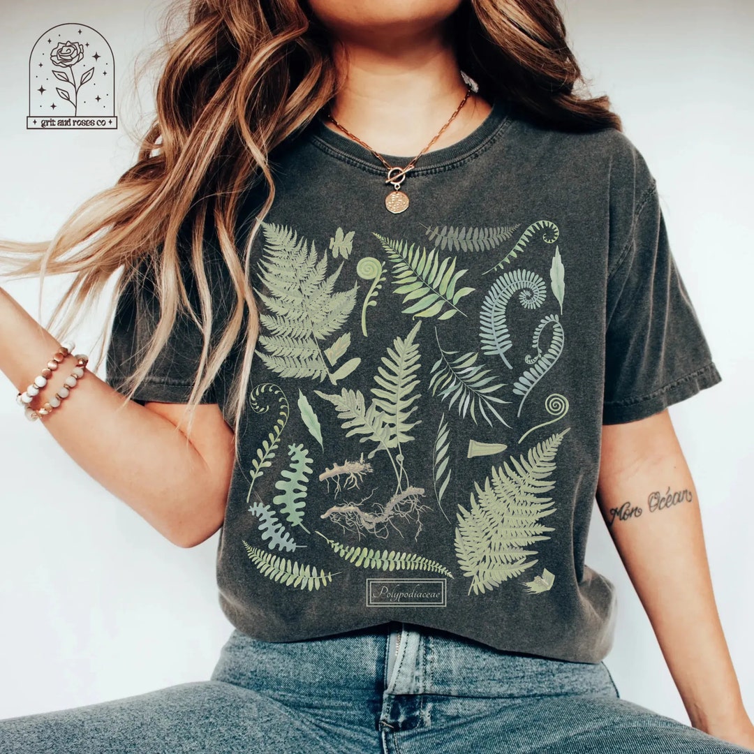 Plant Shirt Vintage Fern Print Graphic Tee Fern Plants Comfort Colors ...