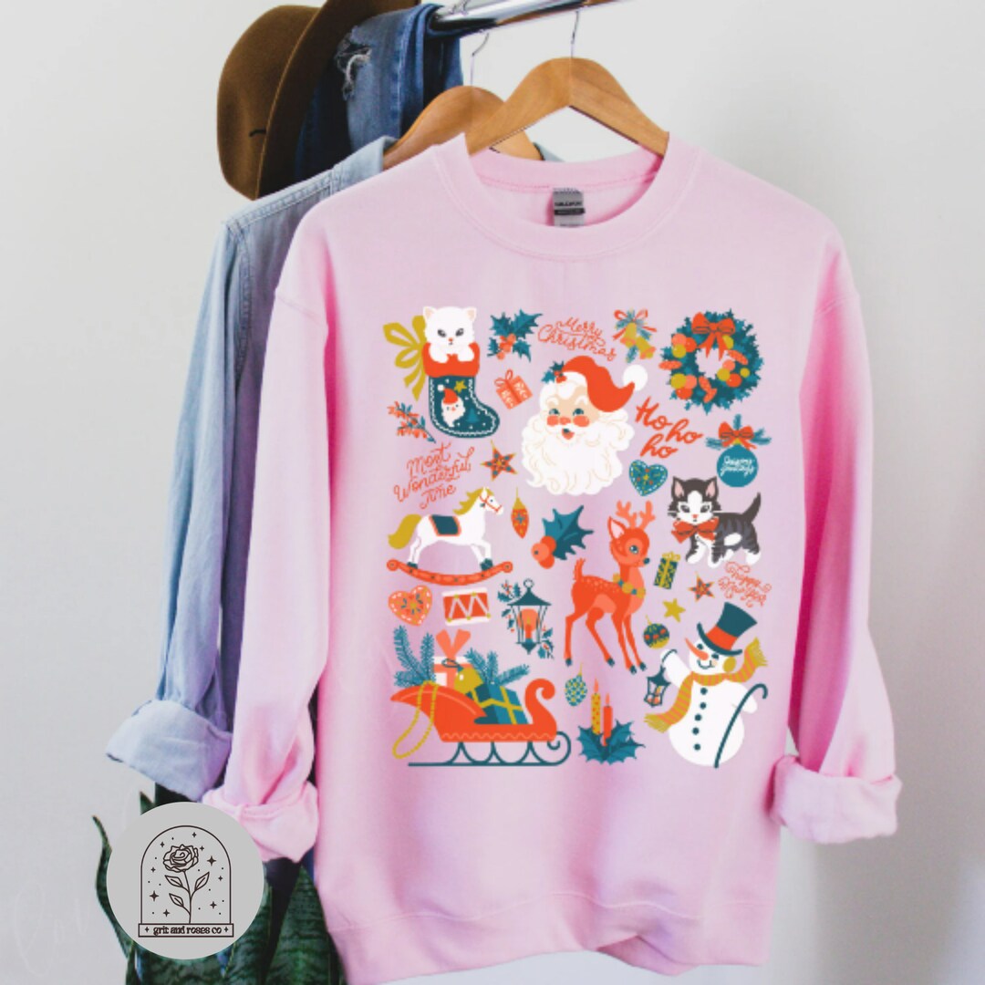 Vintage Christmas Crewneck Sweatshirt Christmas Pjs Pullover Etsy