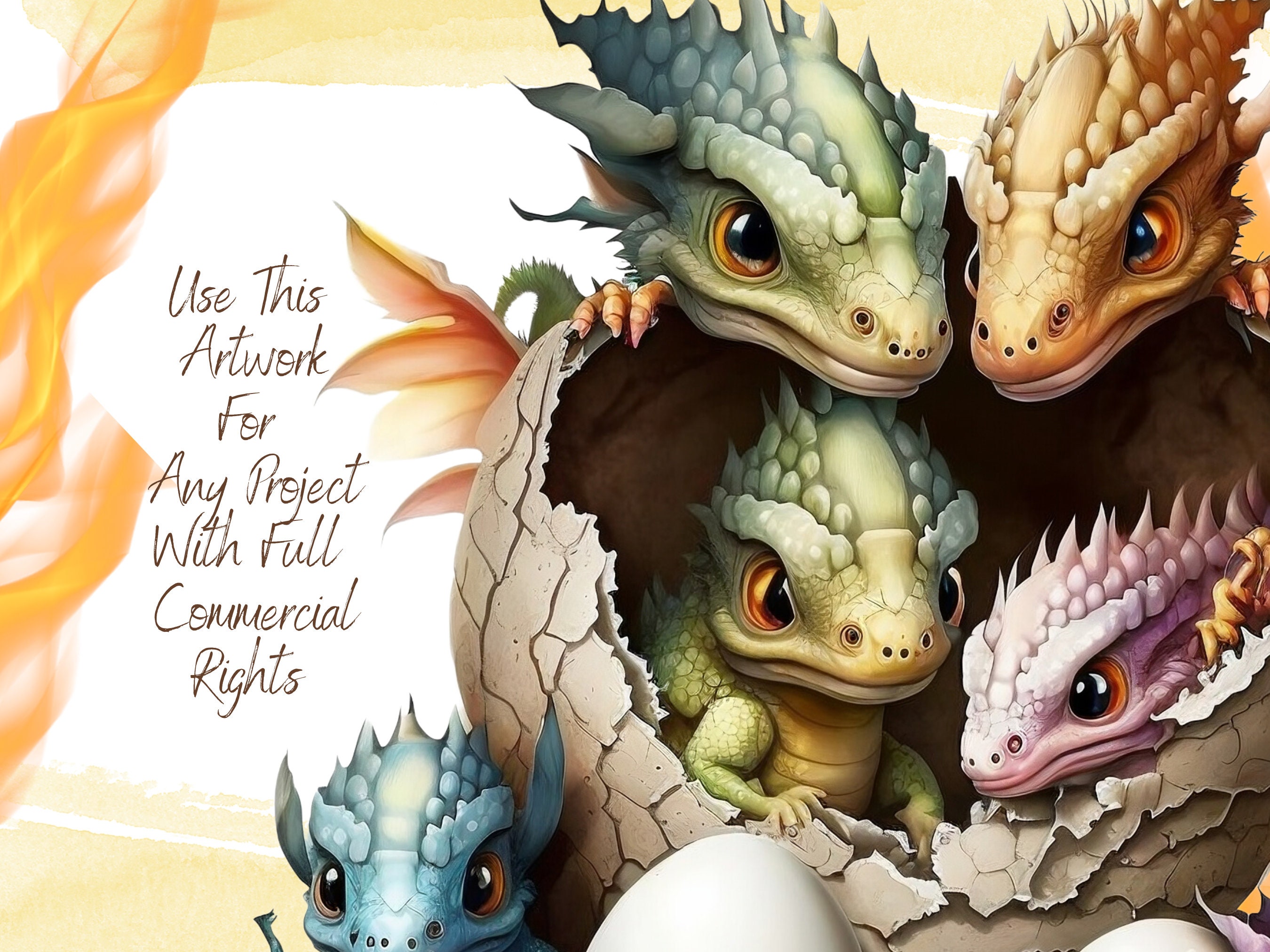 32 Watercolor Dragon Clip Art Set Stunning Fantasy Illustrations in ...
