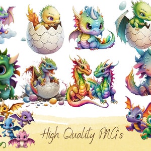 32 Watercolor Dragon Clip Art Set - Stunning Fantasy Illustrations in ...