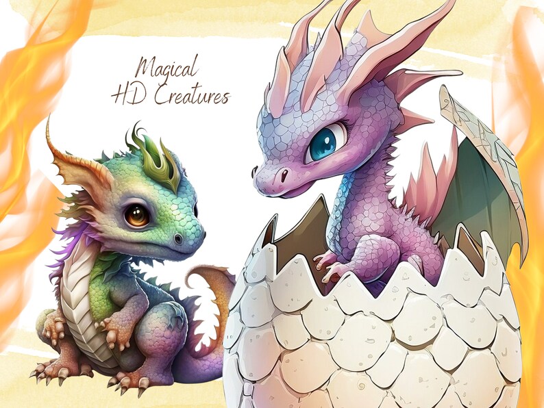 32 Watercolor Dragon Clip Art Set Stunning Fantasy Illustrations in ...