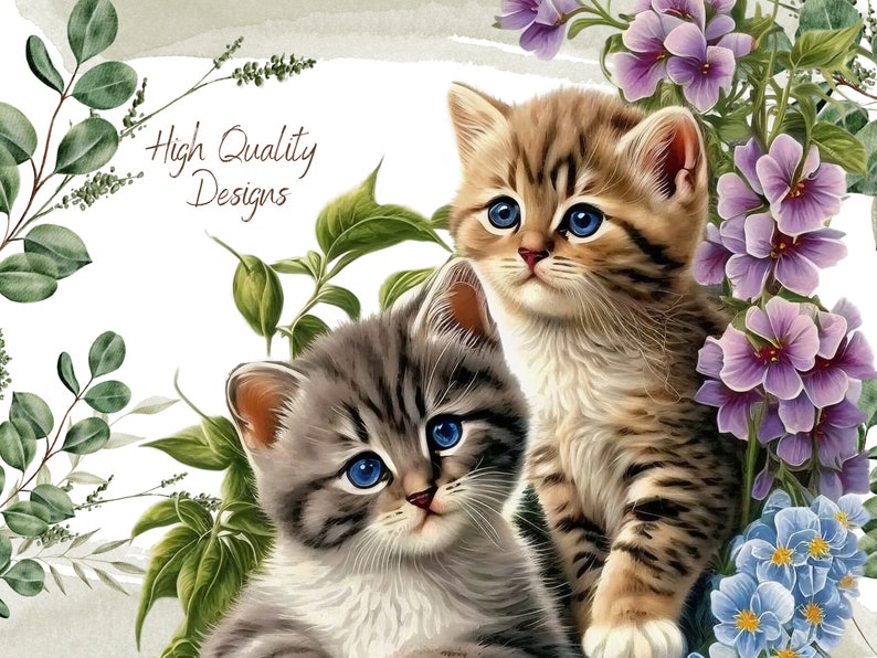 Watercolor Cute Kitten Clipart 10 Pack Bundle: Cute and Adorable Cat ...