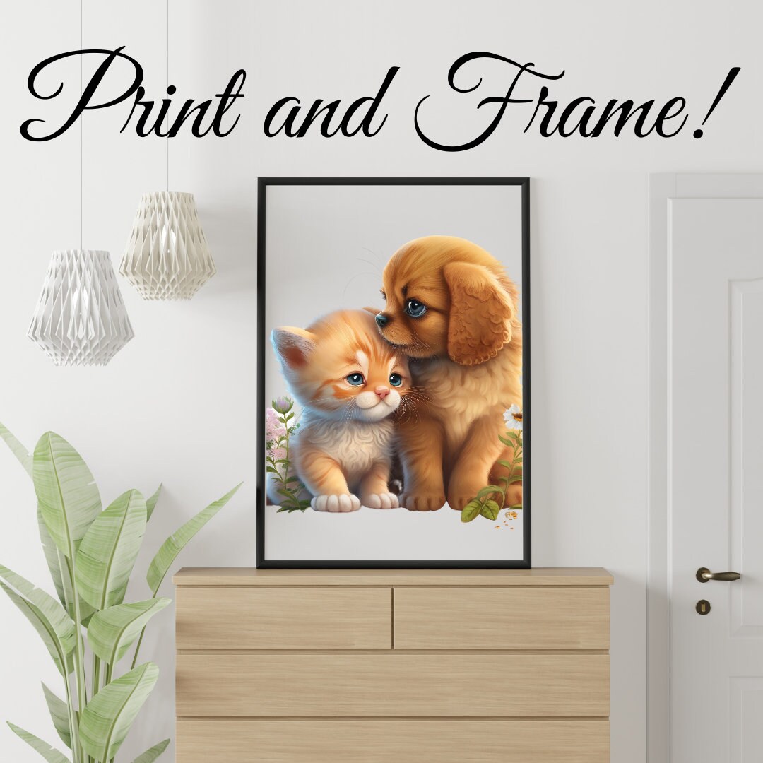Watercolor Kitten and Puppy Clipart: Cute and Adorable Cat and Dog Clip ...