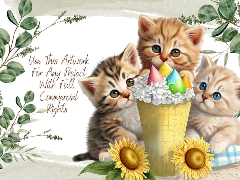 Watercolor Cute Kitten Clipart 10 Pack Bundle: Cute and Adorable Cat ...