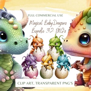 32 Watercolor Dragon Clip Art Set Stunning Fantasy Illustrations in ...