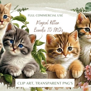 Watercolor Kitten Clipart 10 Pack Bundle: Cute and Adorable Cat Clip ...