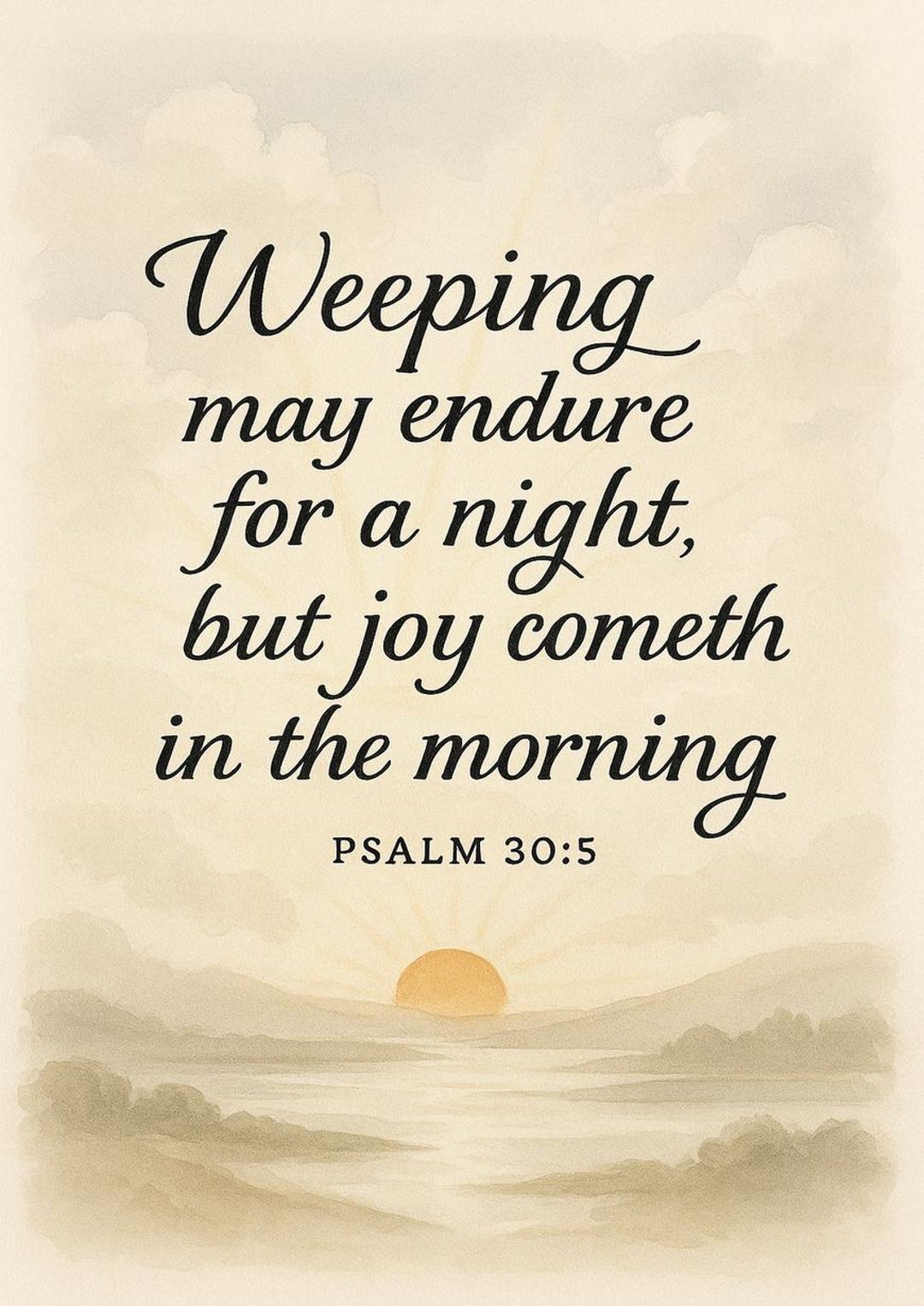 Bible Verse - Christian - Psalm 30:5 - Weeping May Endure for - A3/A4 ...