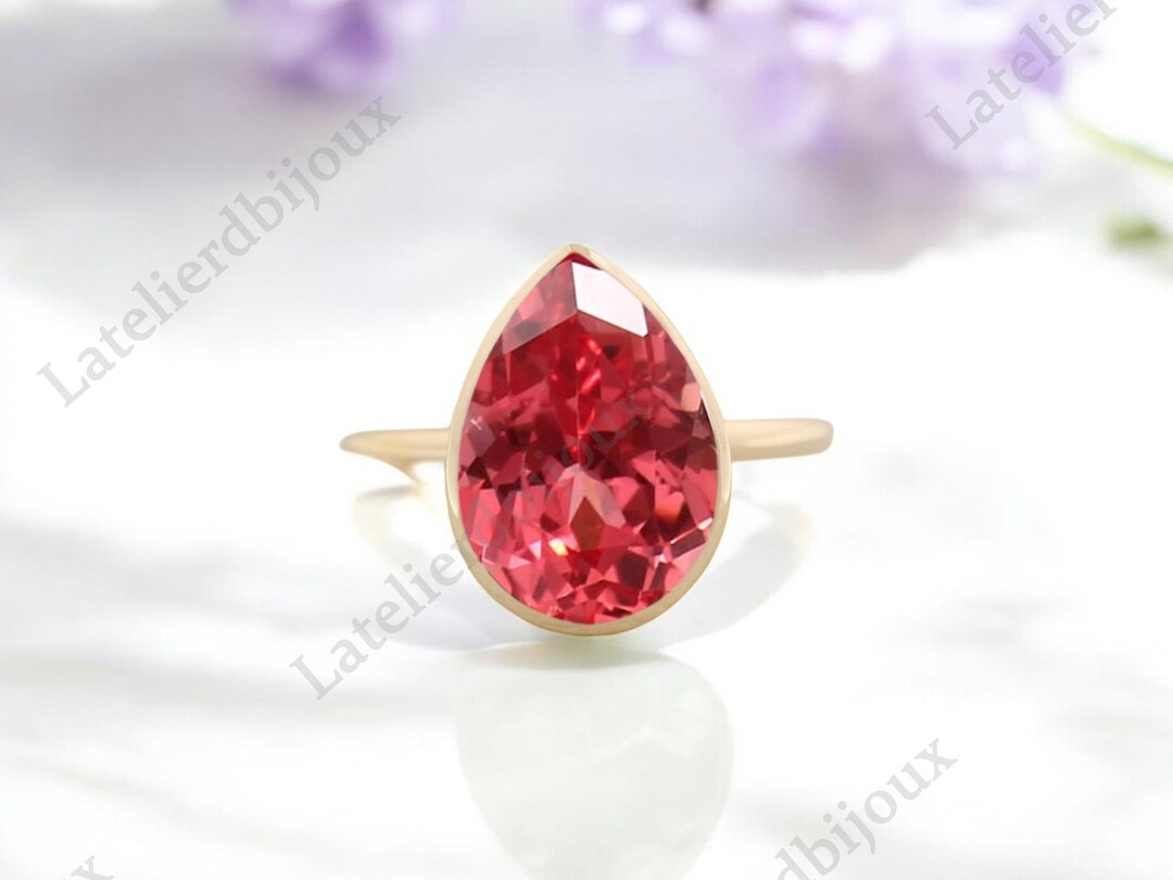 AAA Flawless Red Mozambique Ruby Ring, Solitaire Engagement Gold Ring ...