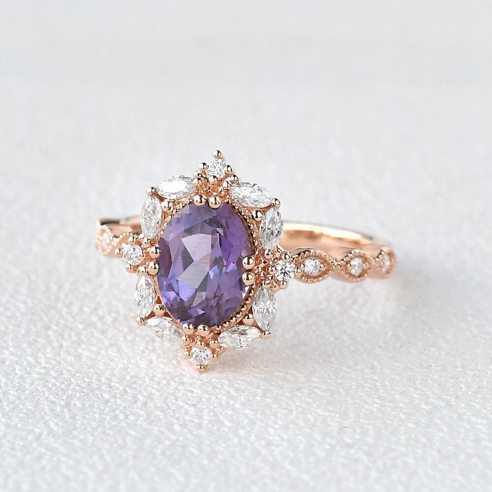 Antique Amethyst Engagement Ring Art Deco Elegant Wedding Ring - Etsy