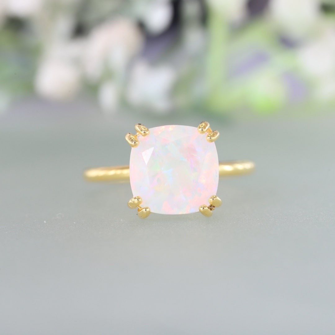 Dainty Opal Ring, Opal Stacking Ring Fire Opal Solitaire Ring Promise ...