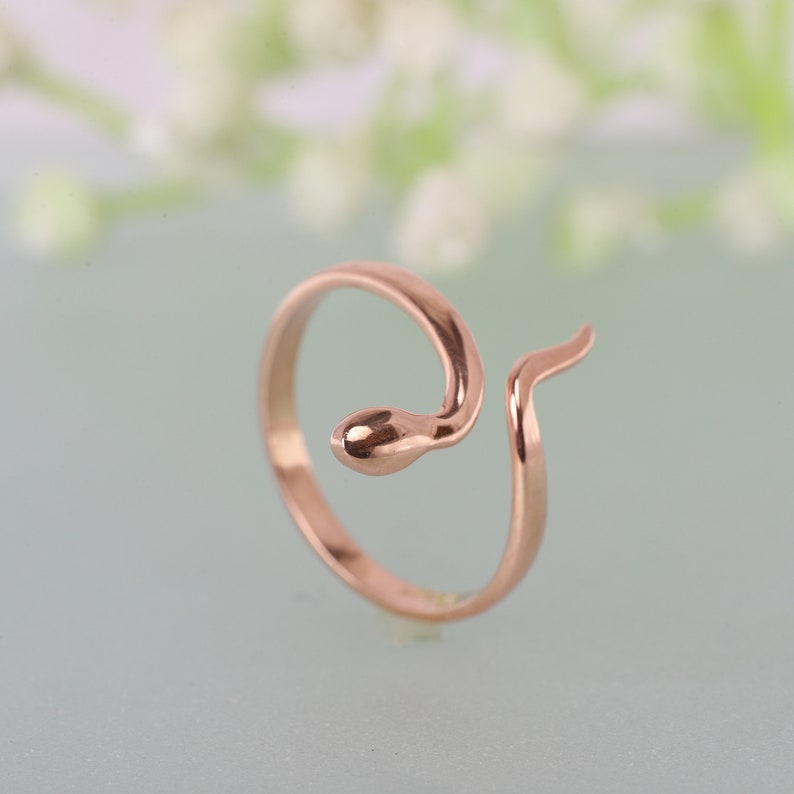 14K Rose Gold Snake Ring Elegant Spiral Ring Handmade - Etsy