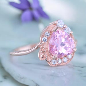 Delicate Usagi Pink Sapphire Engagement Ring, Usagi Tsukino Ring ...