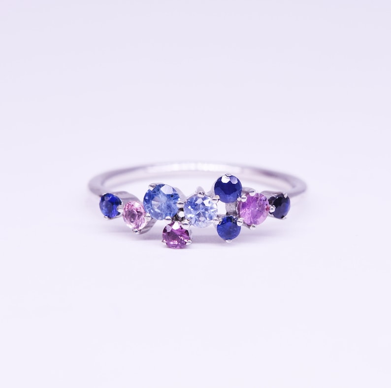 Multi Gemstone Sapphire Cluster Ring Multi Sapphire - Etsy
