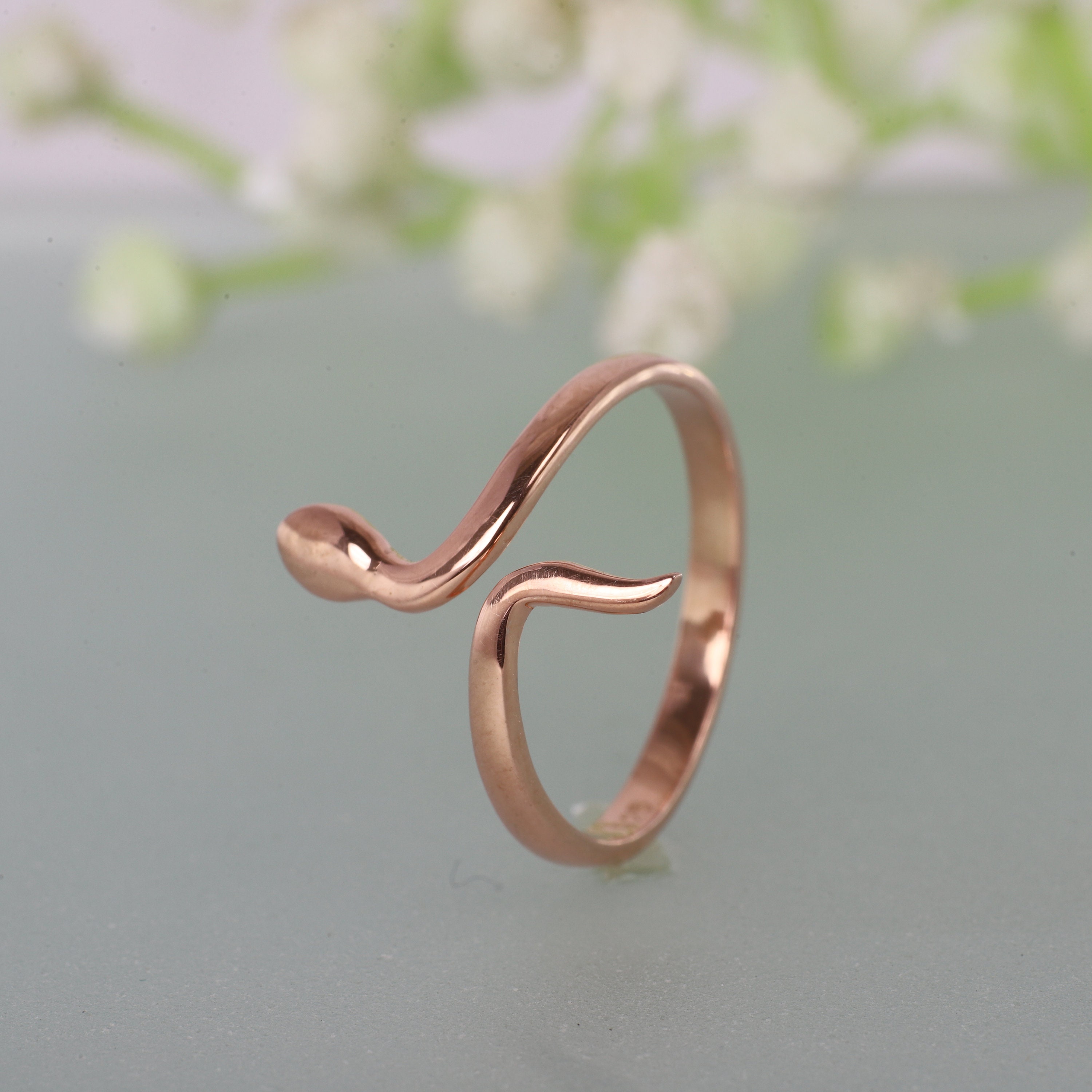 14K Rose Gold Snake Ring Elegant Spiral Ring Handmade - Etsy