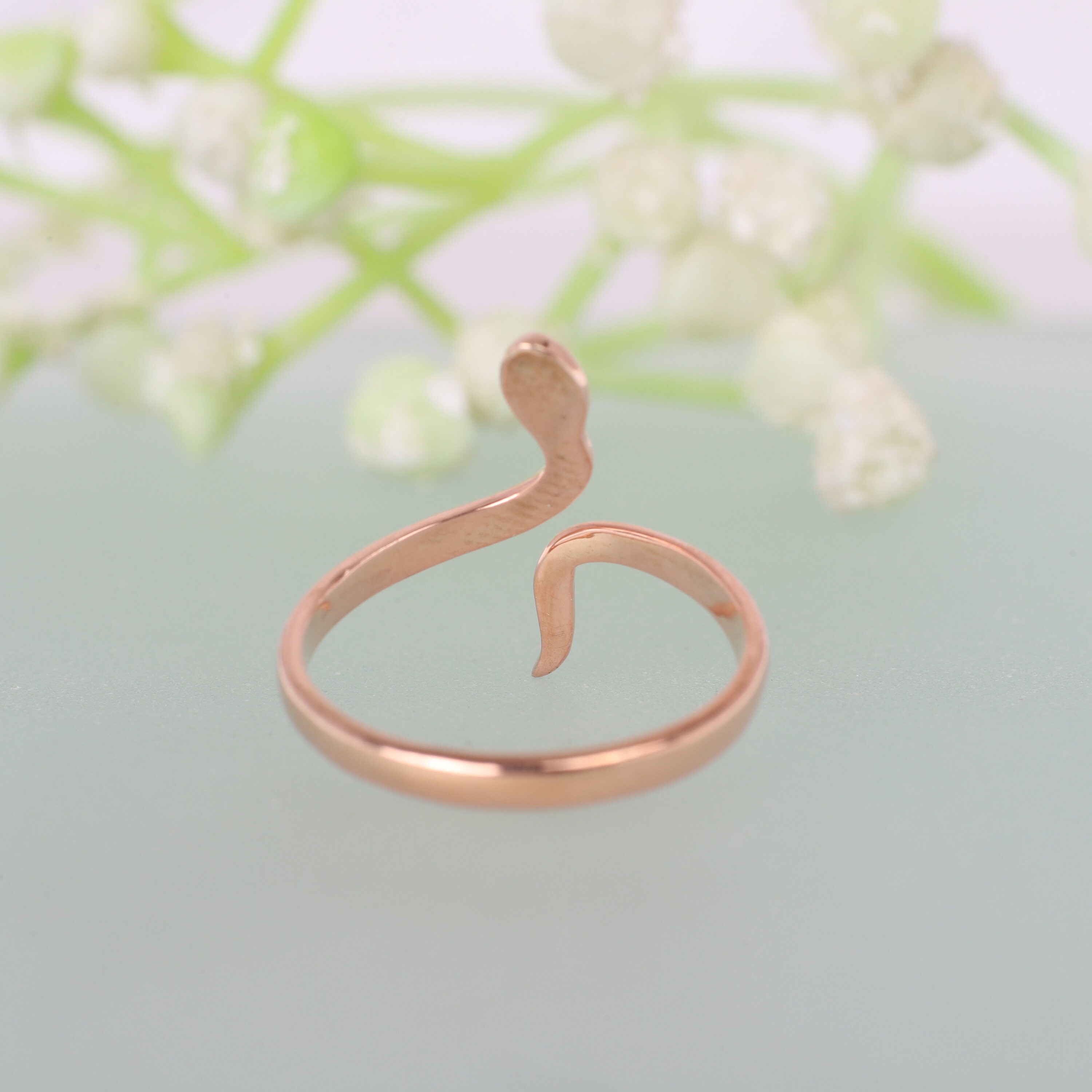 14K Rose Gold Snake Ring Elegant Spiral Ring Handmade - Etsy