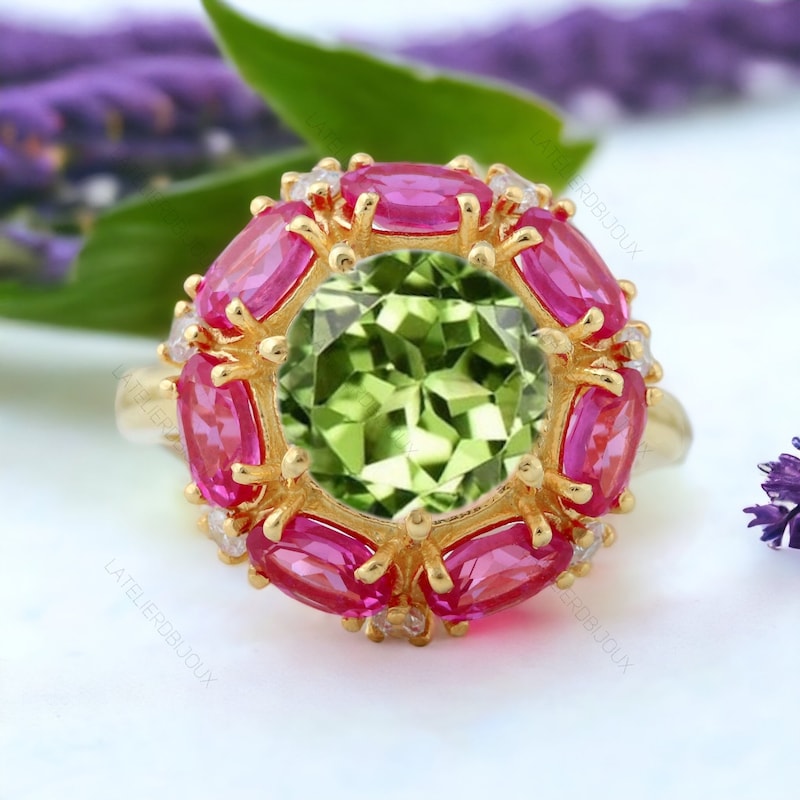 Ruby Peridot Ring - Etsy