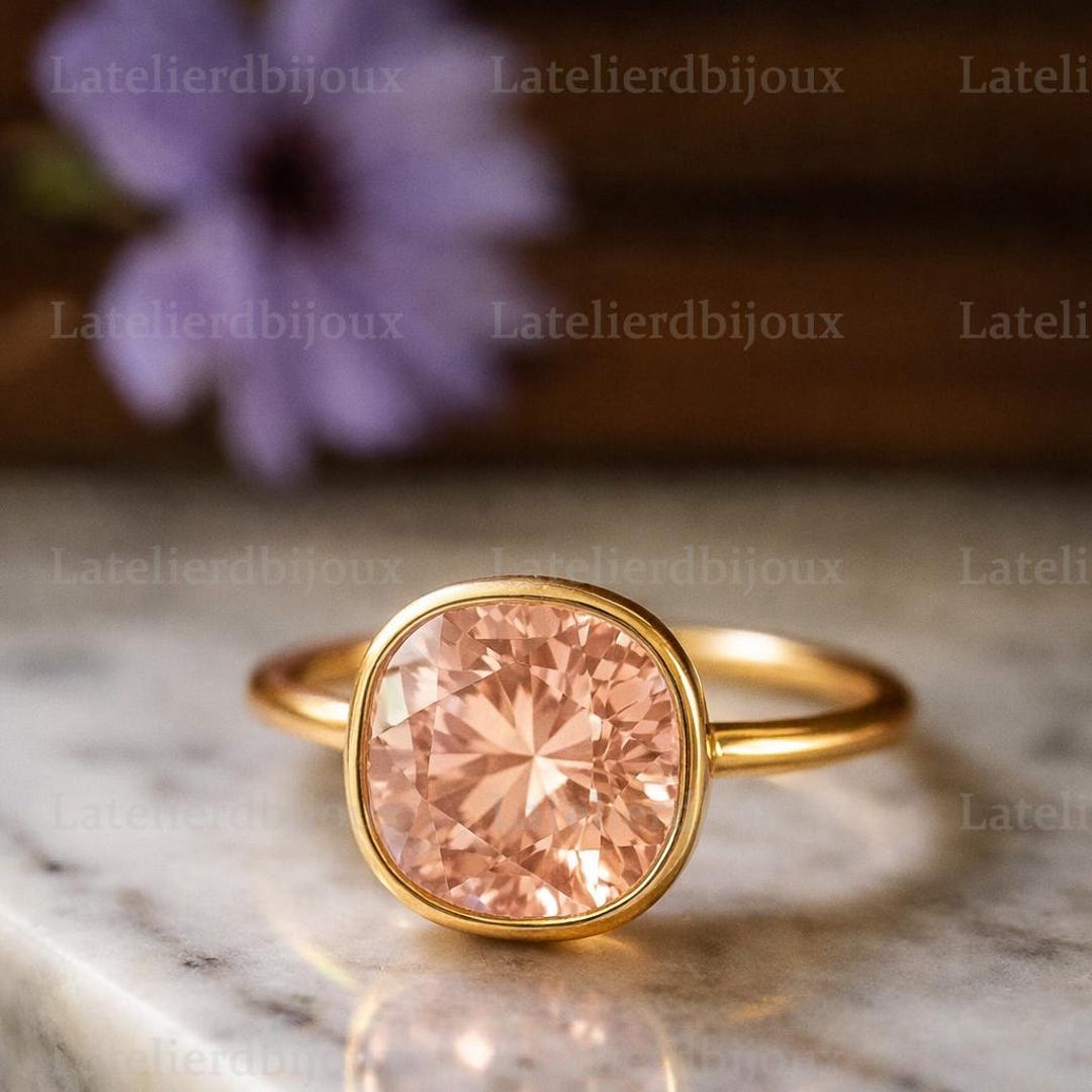 AAA+ Flawless Madagascar Morganite Ring 18kyellow Gold Ring Customized ...
