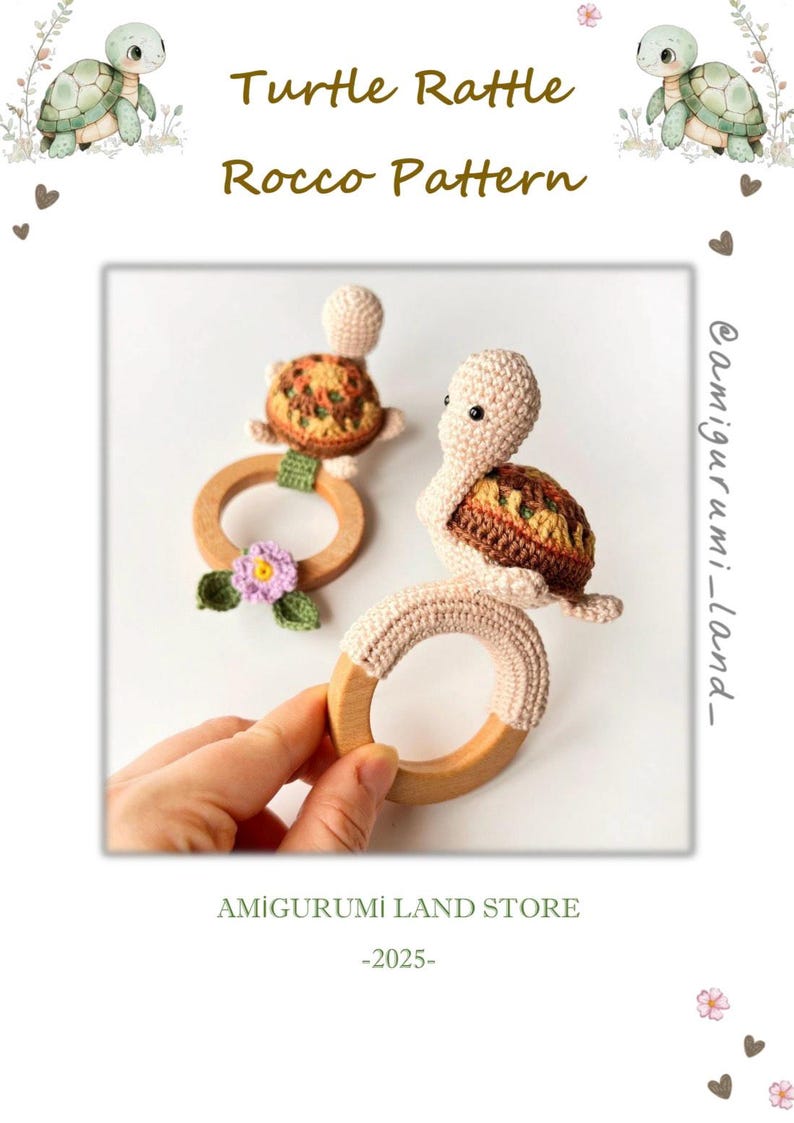 Crochet Turtle Rattle Pattern: Amigurumi Animal Toy (PDF Download) - Etsy
