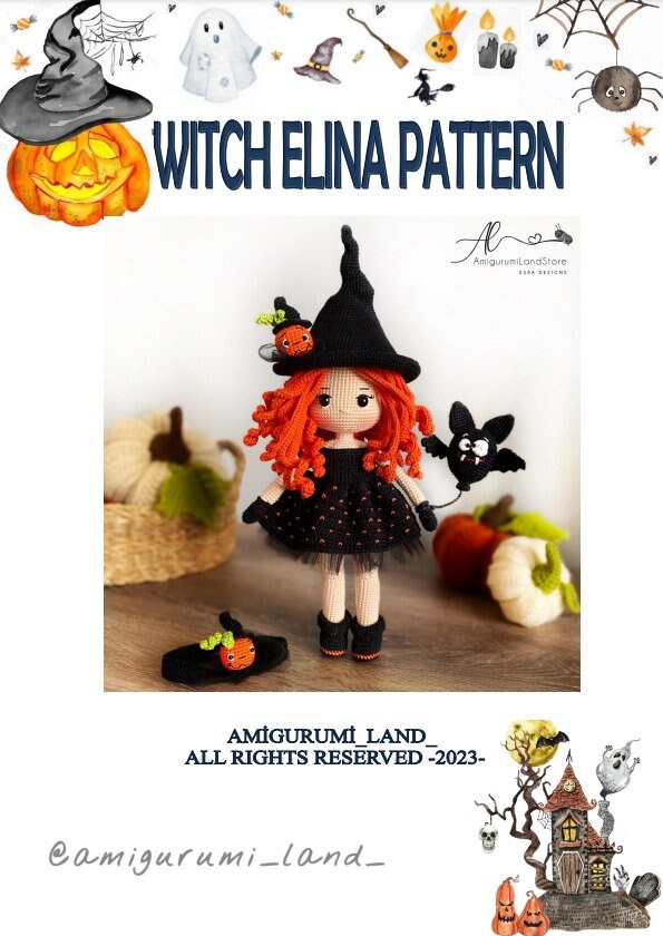 Witch Doll Pattern Elina, Halloween Crochet - Etsy