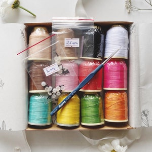 Silk Thread Box, Colorful Thread, Safety Eyes and Crochet Hook - Etsy