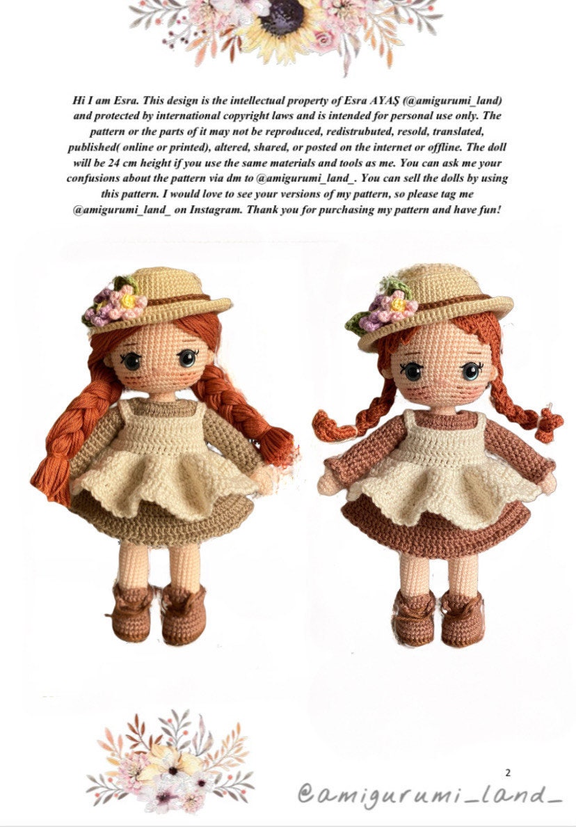 Anne Shirley Amigurumi Doll Pattern Cute Amigurumi Pattern Etsy