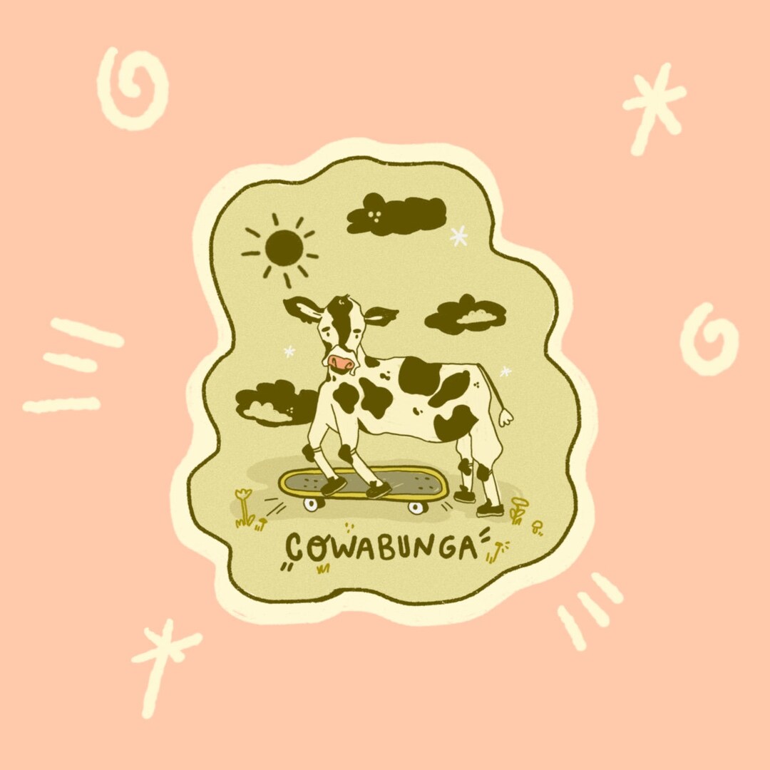 Cowabunga Vinyl Sticker - Etsy