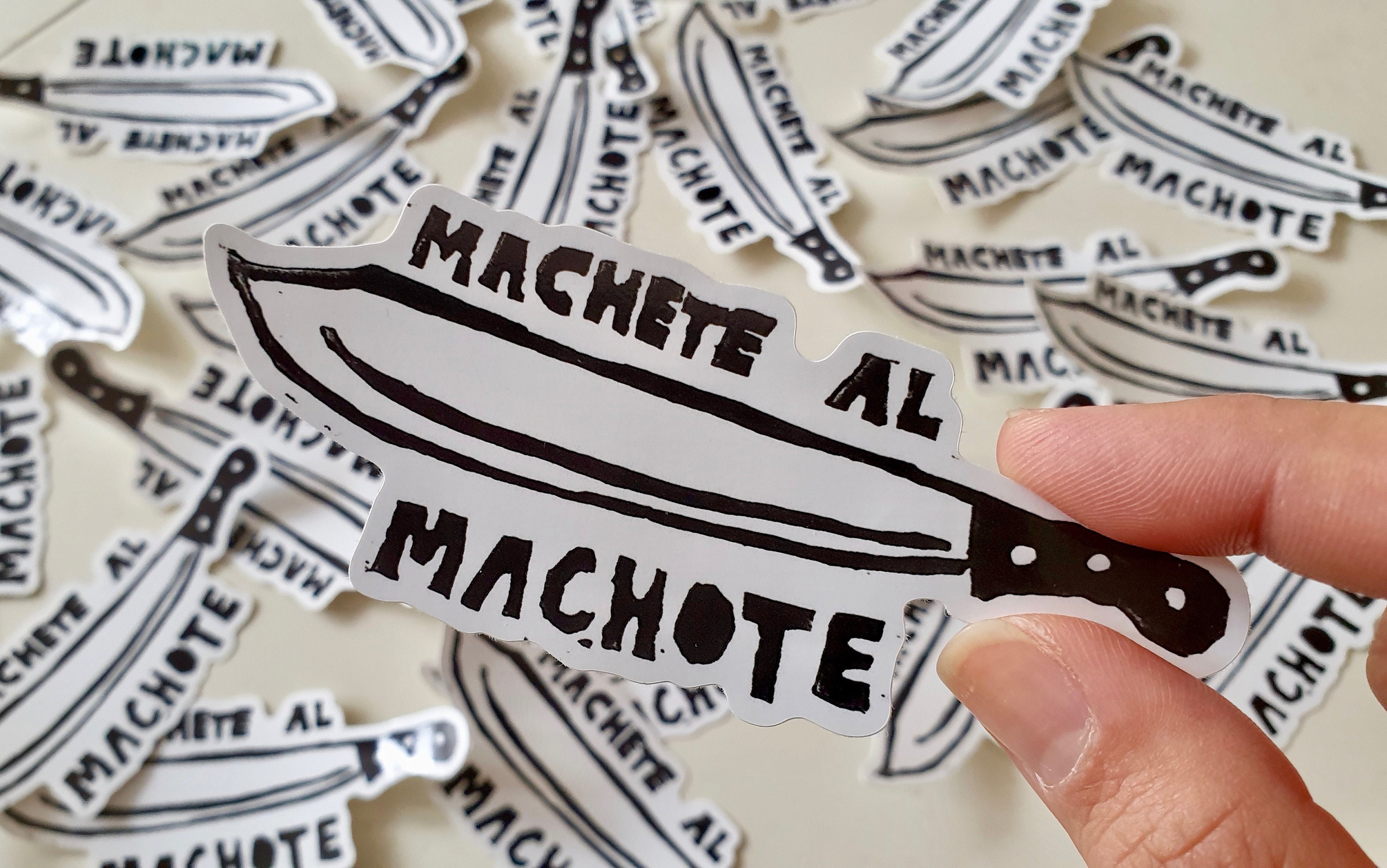 Machete Al Machote Handmade Lino Print Sticker Accessory - Etsy UK