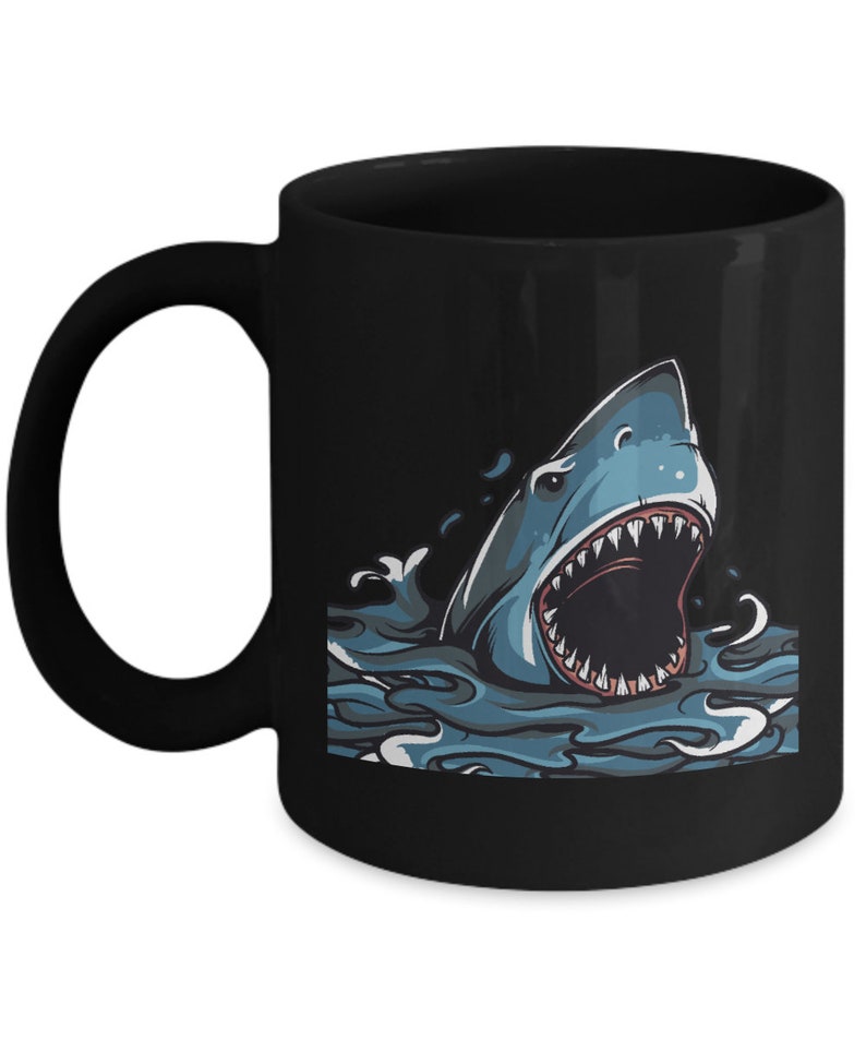 Shark Mug Shark Attack Black Coffee Mug 11oz or 15oz - Etsy