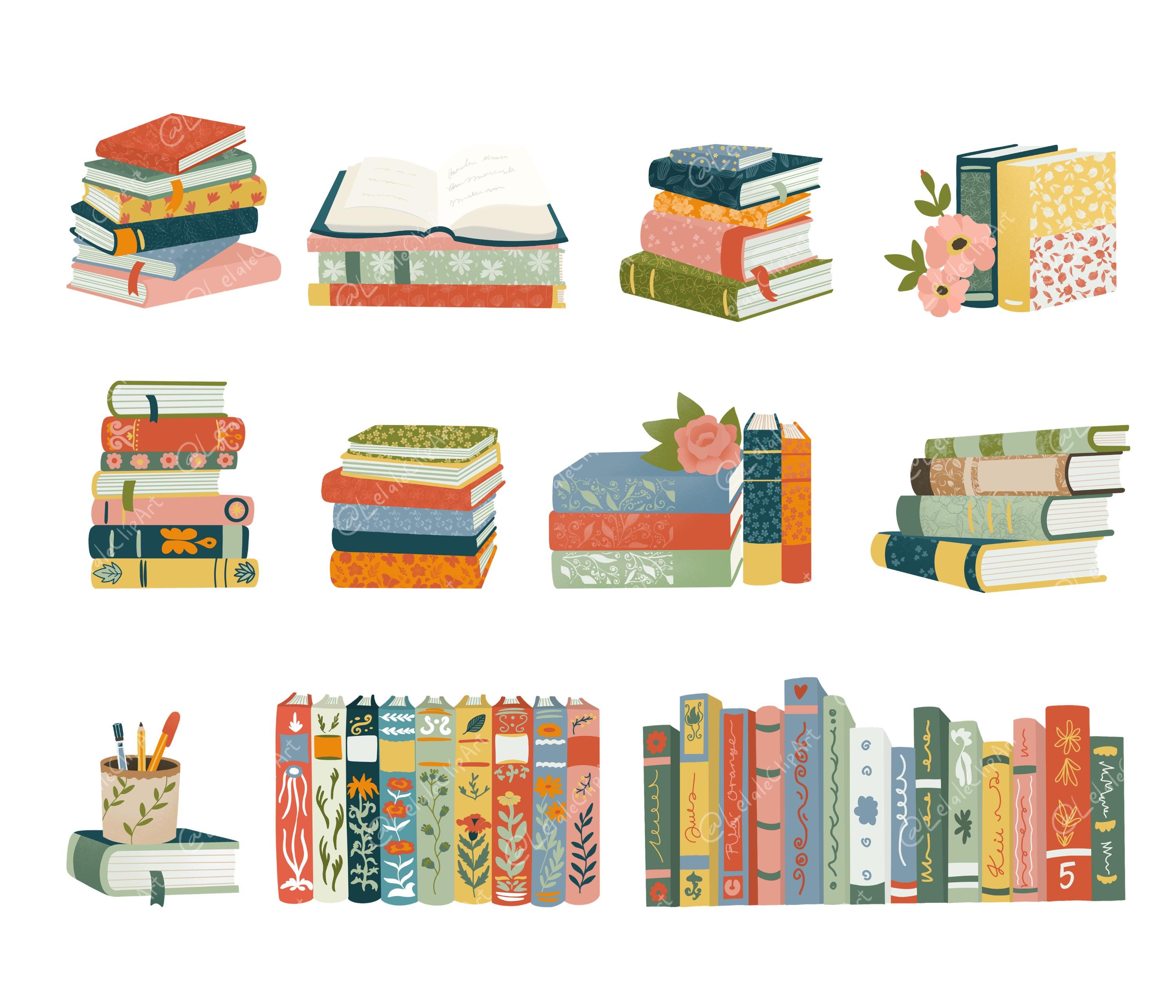 Book Lover Clipart Set, Cozy Reading Clipart, Bookstore & Library PNG ...