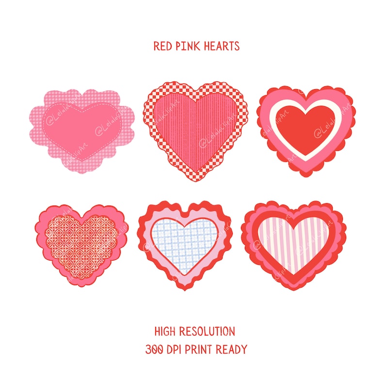 Decorative Heart Clipart PNG Bundle | Cute Love Hearts, Floral ...