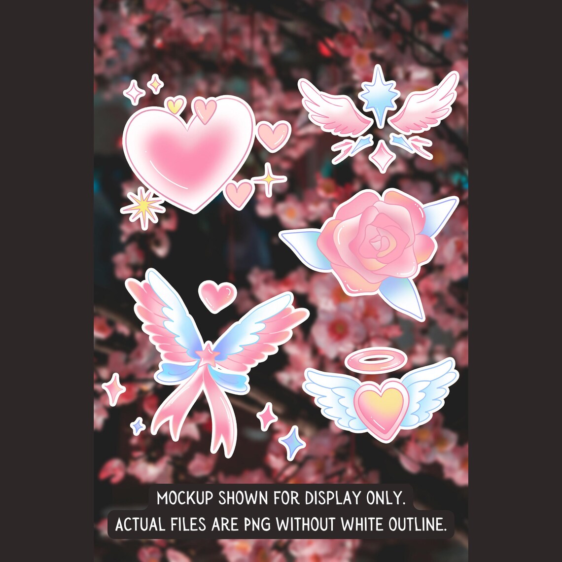 Pastel Kawaii Y2K Clipart Cute Love Hearts, Wings, Bows, Magical Girl ...