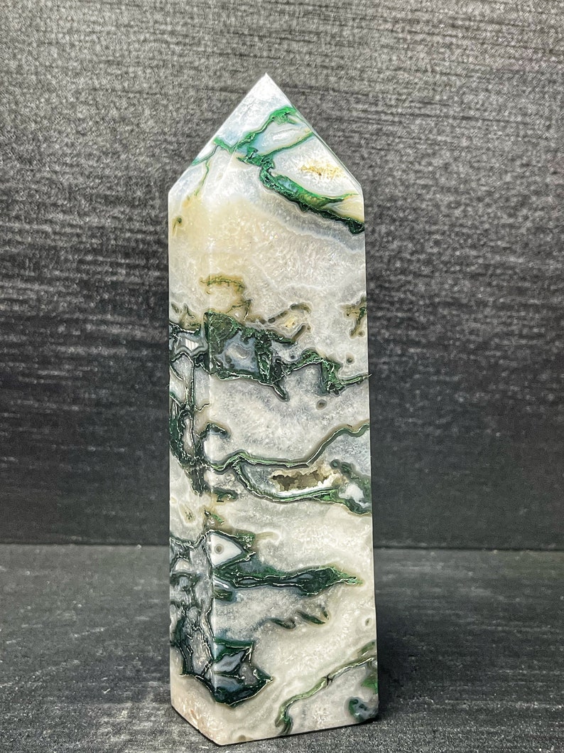 Ocean Grass Obelisk Moss Agate Tower Natural Ocean Grass Agate - Etsy