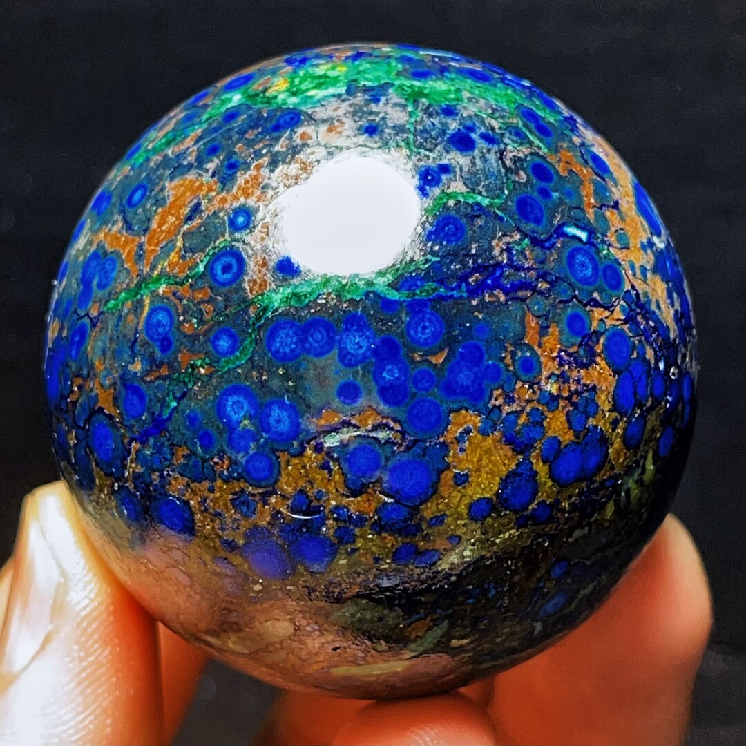 RARE Natural Polished Phoenix Blue Gold Agate Crystal Ball Healing ...