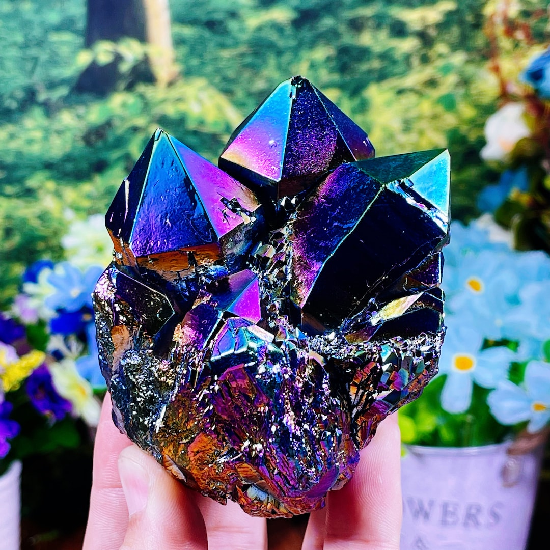 Rainbow Titanium Quartz Cluster,crystal Point,quartz Vug,mineral ...