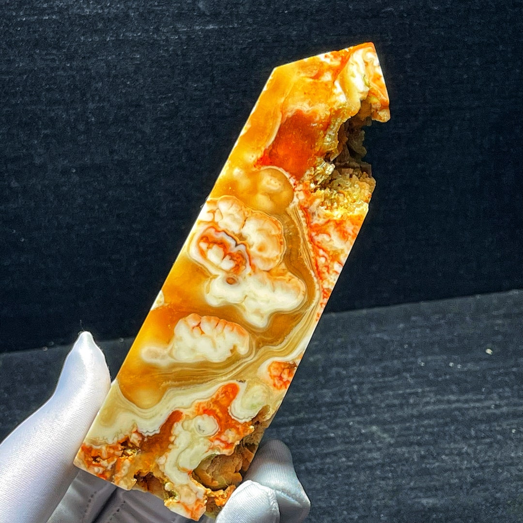 Amber Agate Pillar / Psychedelic Crystal Tower / Agate Pillar / Agate ...