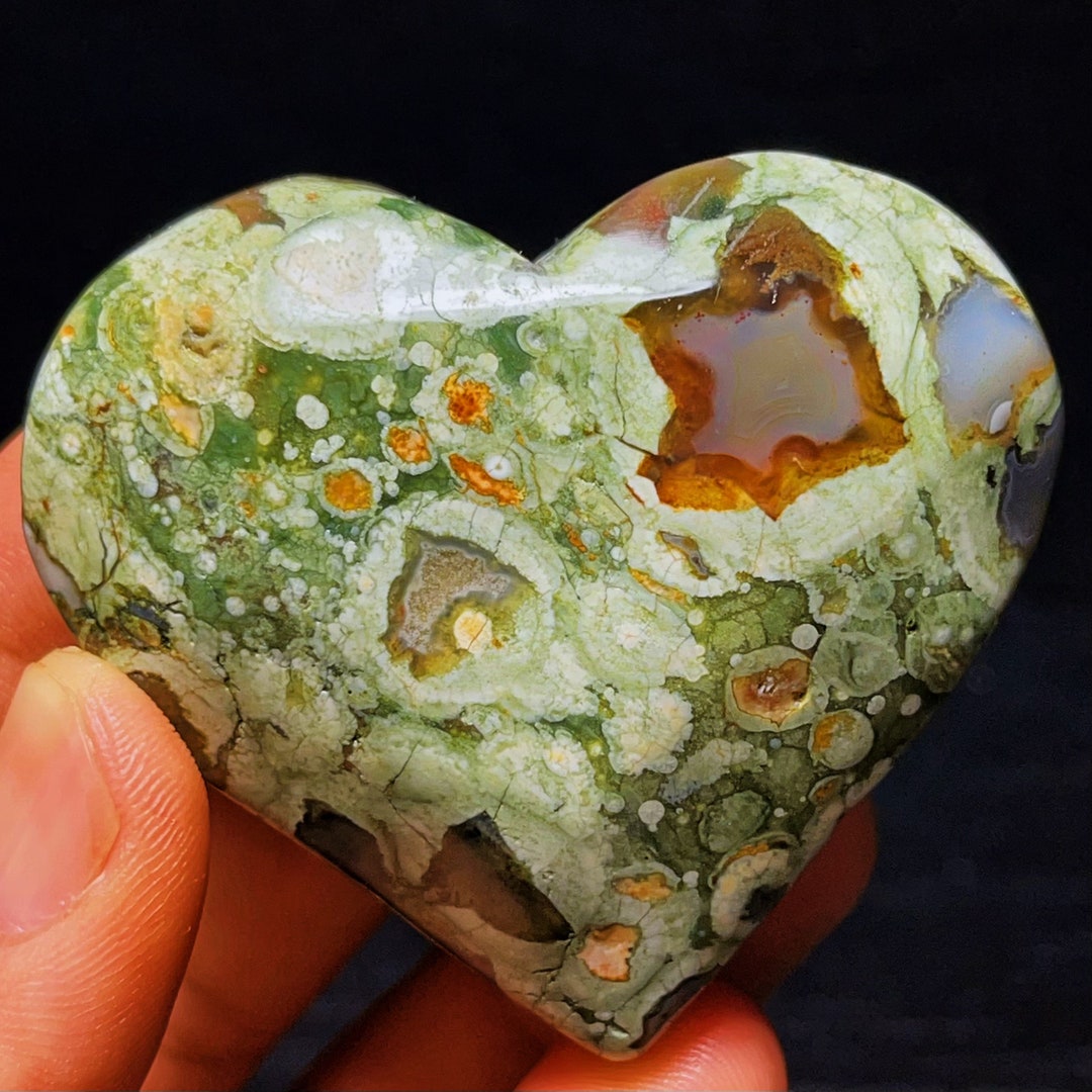 Hand Carved Malachite Heart: Chakra Reiki Palm Stone - Etsy