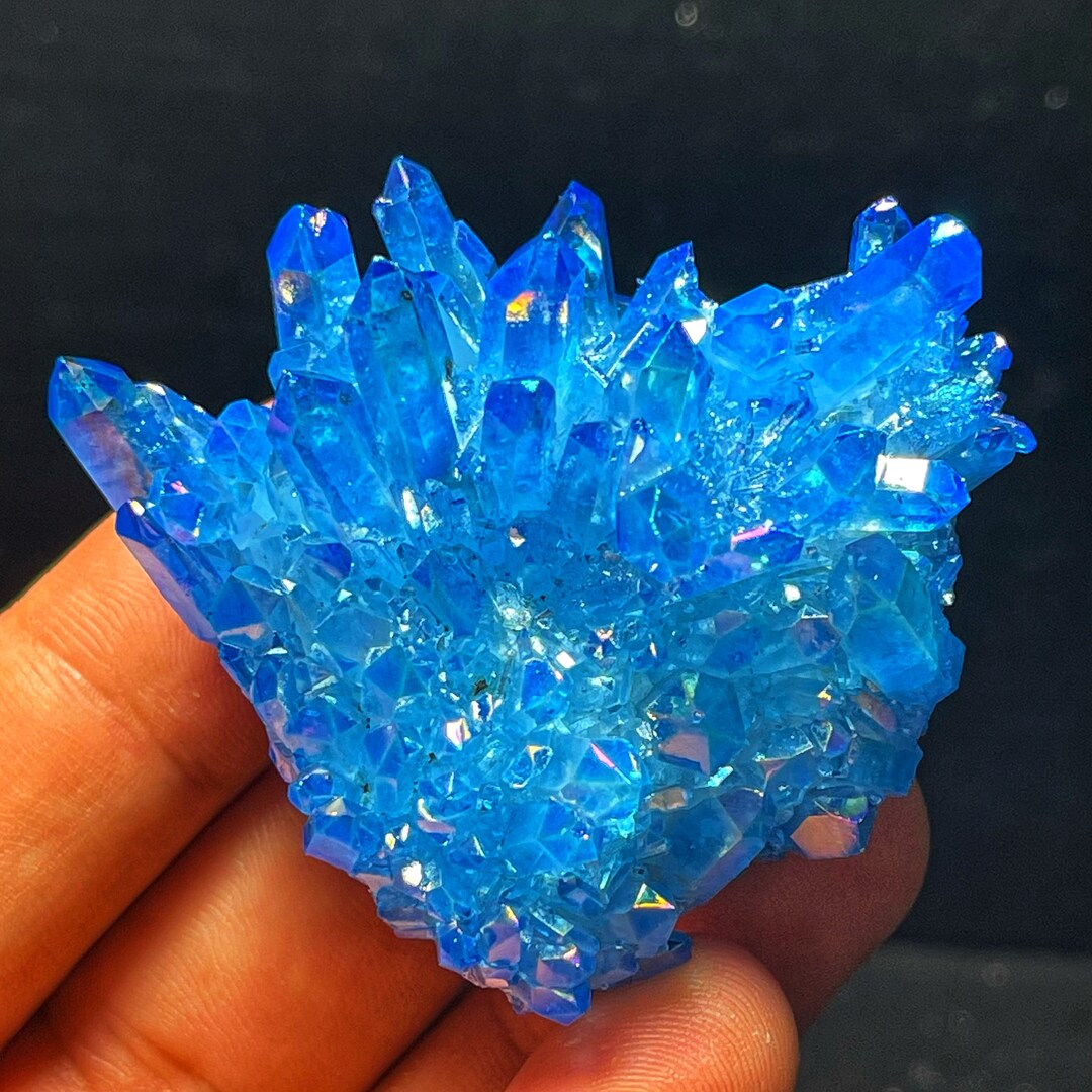 Blue Rainbow Titanium Quartz Cluster,crystal Point,quartz Vug,mineral ...