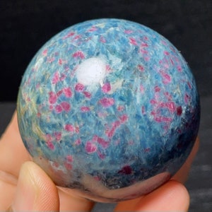 RARE Natural Red-blue-green Crystal and Ruby Symbiotic Crystal Ball ...